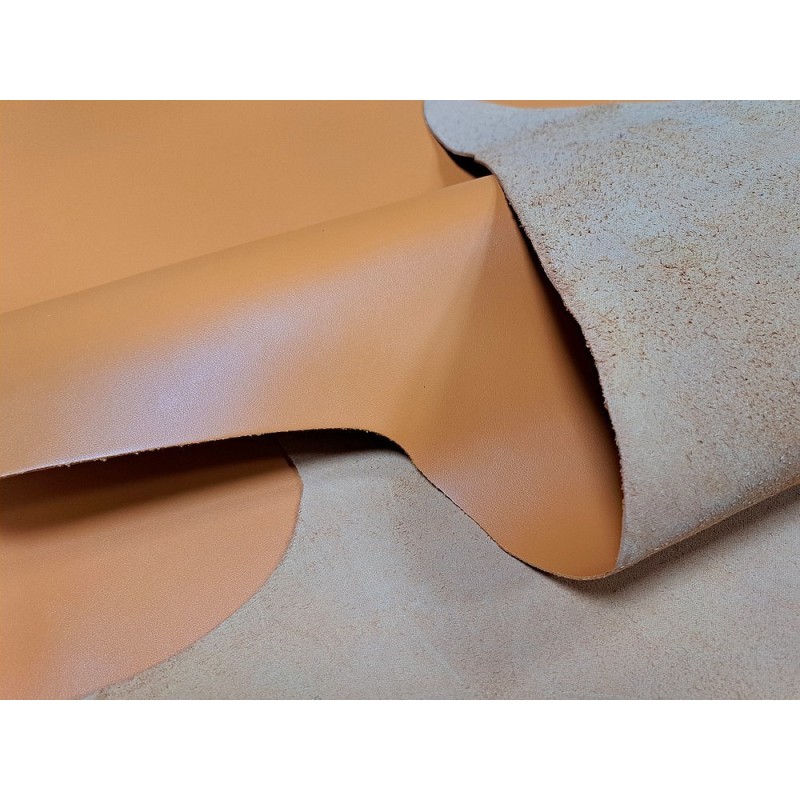 Bande de cuir de vache lisse - Safran - Cuir en Stock