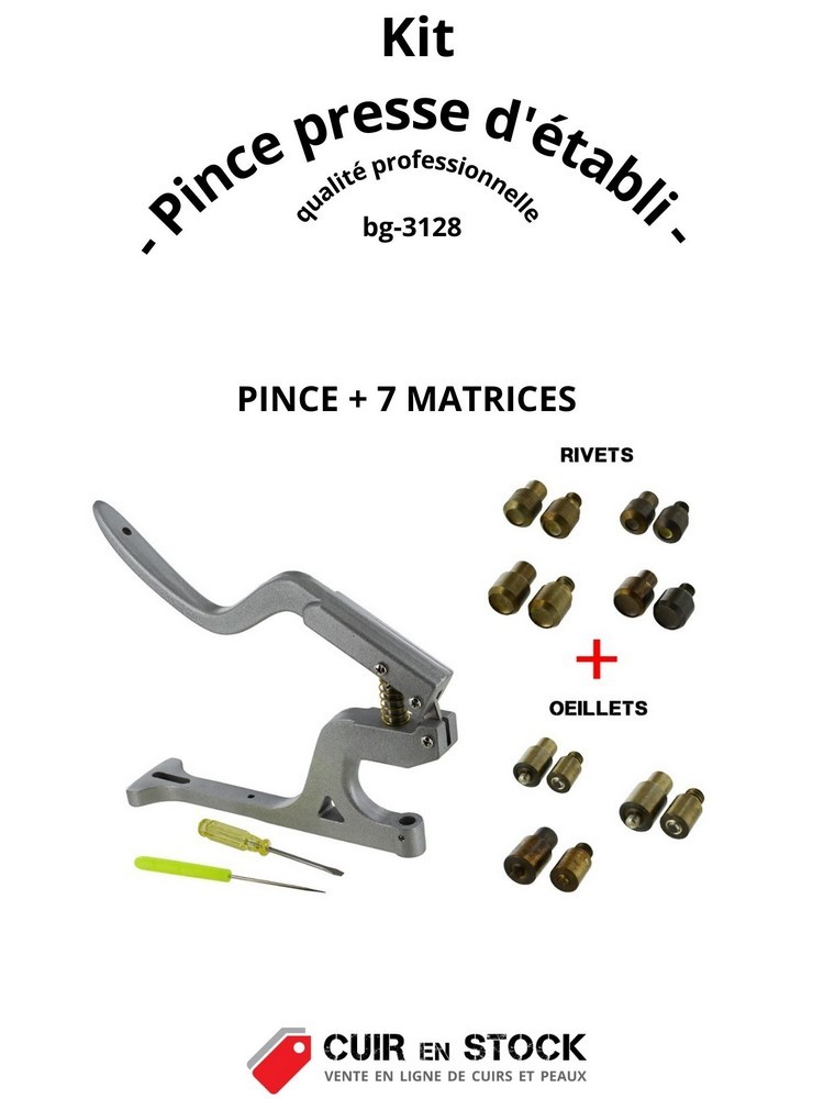Kit pince presse en métal – pose de rivets et œillets - Cuirenstock